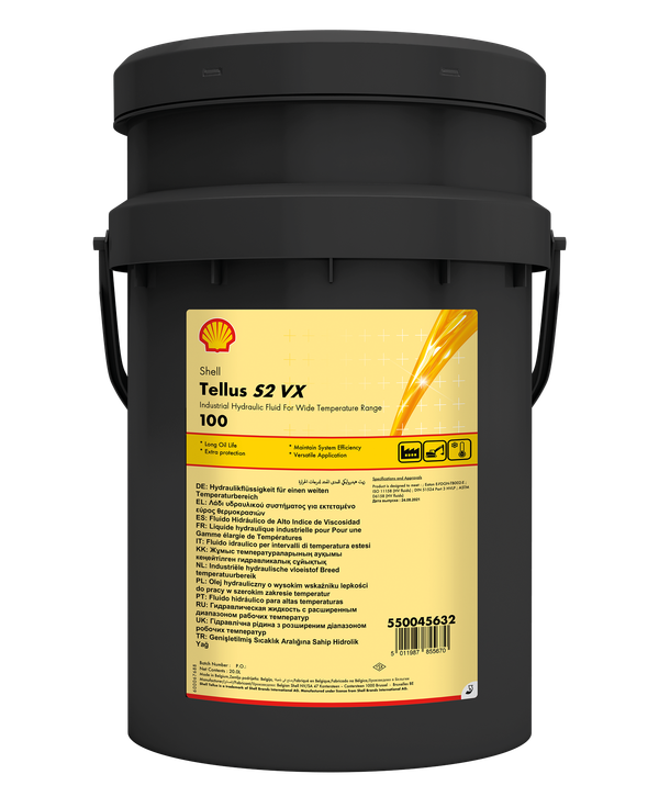 Huile hydraulique SHELL TELLUS S2 VX 100 Bidon 20L